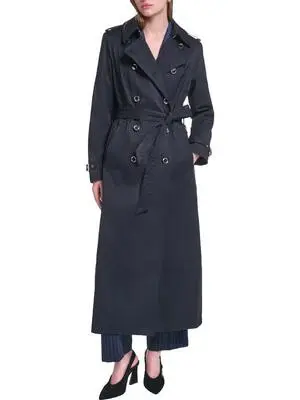 Karl Lagerfeld Paris Belted Trench Coat - Black