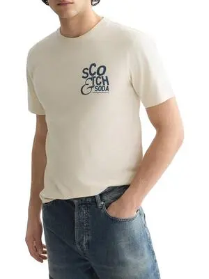 Scotch & Soda Regular Fit Cotton Graphic T-shirt - Eggnog