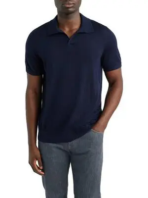 Brooks Brothers Merino Wool Johnny Collar Polo Sweater - Navy