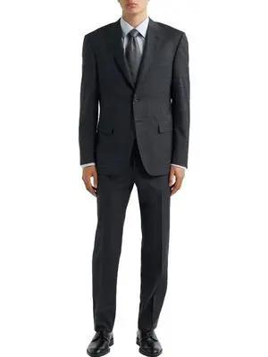 CANALI Siena Regular Fit Grey Shadow Plaid Wool Suit At Nordstrom