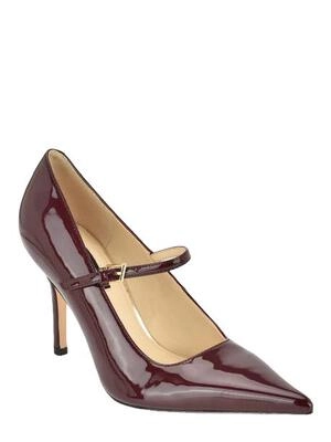 Nine West Gorjus Pointed Toe Pump With Buckle Strap - Dark Red