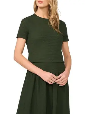 Halogen Textured Knit Crewneck Top - Midnight Sage