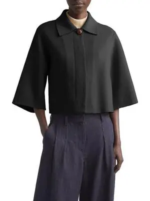 Lafayette 148 New York Double Face Wool & Cashmere Crop Jacket - Black