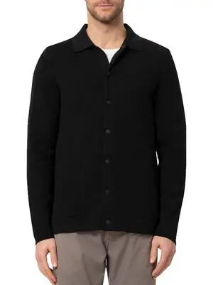34 Heritage Cotton Blend Snap Front Cardigan - Black