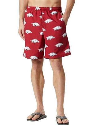 Columbia Arkansas Razorbacks Backcast Iii Printed Shorts - Cardinal