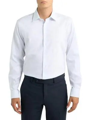 Nordstrom Trim Fit Check Premium Non-iron Cotton Dress Shirt - White Harrison Check
