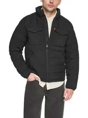 LEVI'S Quilted Stand Collar Puffer Jacket - Black