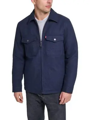 LEVI'S Zip Front Plaid Shirt Jacket - Navy