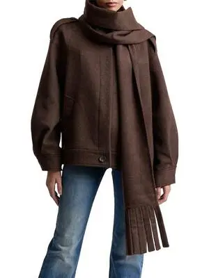 Avec Les Filles Oversized Coat With Detachable Scarf - Sable