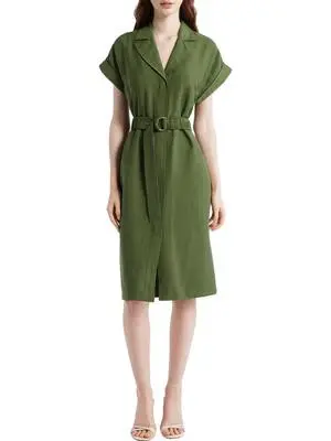 VINCE CAMUTO Vince Camuto Belted Woven Midi Shirtdress