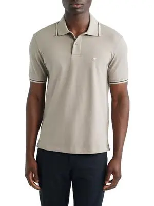Emporio Armani Tipped Cotton Polo Shirt - Beige Multi