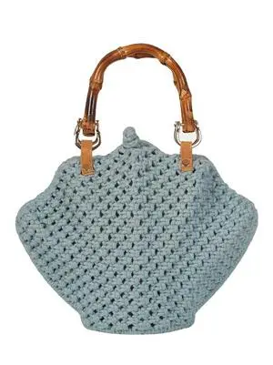 JELAVU Crochet Shell Bag With Bamboo Top Handles