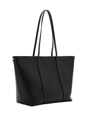 Mango Textured Faux Leather Shopper Bag - Black