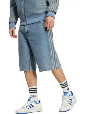 Adidas Firebird Denim Shorts - Worn Blue Denim