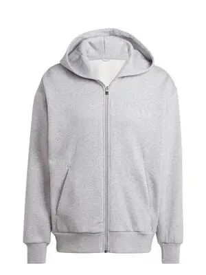 Adidas Fleece Full Zip Hoodie - Medium Grey Heather