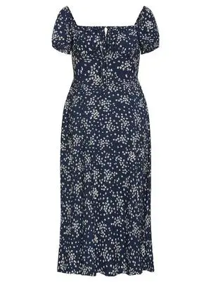 City Chic Abbigail Floral Print Puff Sleeve Midi Dress - Charming Ditsy