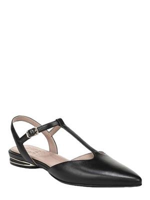 Naturalizer Harlie Flat T-strap Shoe - Black Leather