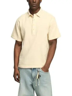 Lucky Brand Short Sleeve Popover Shirt - Angora