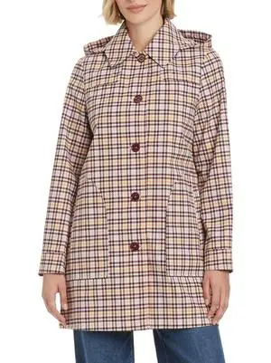 Kate Spade New York Water Resistant Coat With Removable Hood - Mini Houndstooth