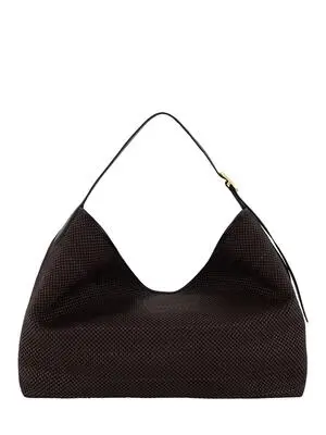 Vince Vivian Small Woven Leather Hobo Bag - Cacao/black