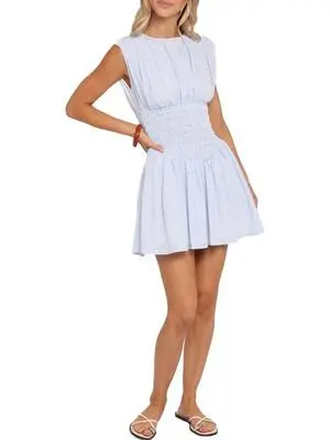 PETAL & PUP Gingham Smocked Minidress - Blue Gingham
