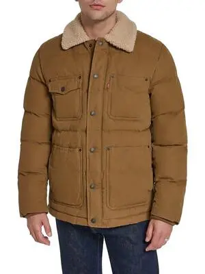 LEVI'S Quilted Chore Jacket With Shearling Collar - Brown
