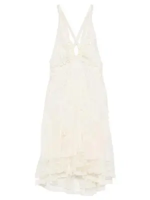 ERMANO SCERVINO Ermanno Scervino Off-white Lace Detail Ruffled Hem Dress - Cream