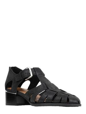 DONALD PLINER Back Zip Fisherman Sandal - Black