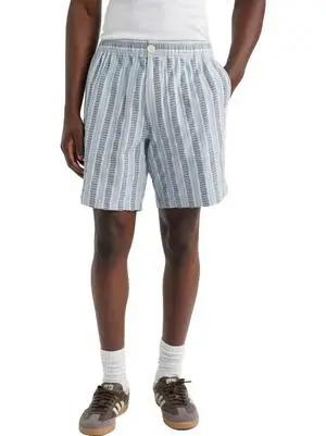 WAX LONDON Multistripe Cotton Dobby Shorts - Blue