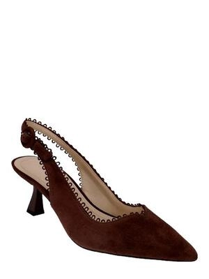 Pelle Moda Jalene Scalloped Slingback Pumps - Espresso