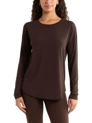 Zella Breathe Long Sleeve Performance T-shirt - Brown Mole