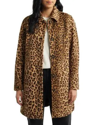 Bernardo Long Print Coat - Leopard