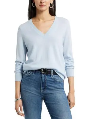 Nordstrom V-neck Cashmere Sweater - Blue Subdued