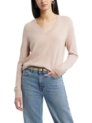 Nordstrom V-neck Cashmere Sweater - Pink Adobe