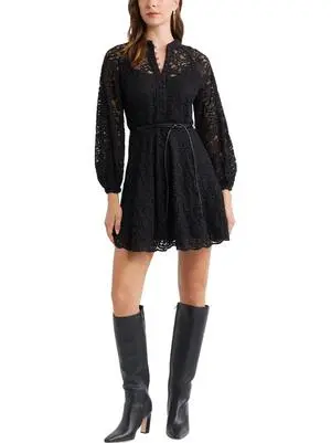 Chelsea28 Chelsea28 Lace Long Sleeve Mini Dress Black