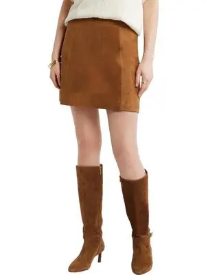 Treasure & Bond Suede A-line Skirt - Tan