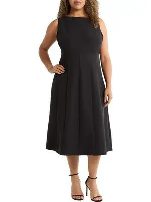 Chelsea28 Bateau Neck Midi Dress - Black
