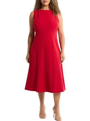 Chelsea28 Bateau Neck Midi Dress - Red Emboldened