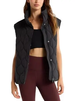 Zella Zella Skyline Belted Puffer Vest Black