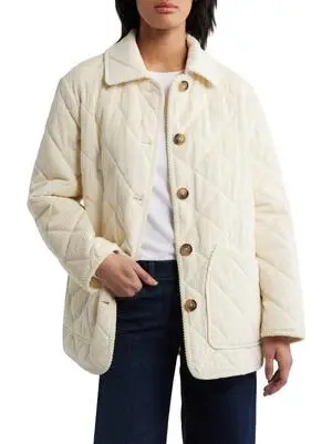 Bernardo Quilted Corduroy Jacket - Cream