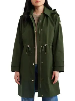Michael Kors Hooded Trench Coat - Dark Moss