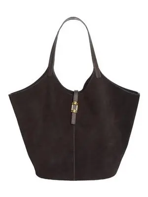 REISS Lyra Leather & Suede Large Tote - Chocolate