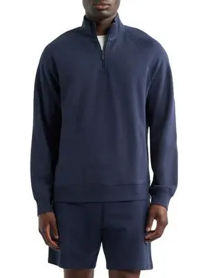 Zella Zella Cotton French Terry Quarter Zip Sweatshirt Navy Eclipse