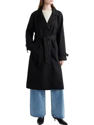 Via Spiga Stretch Gabardine Trench Coat - Black