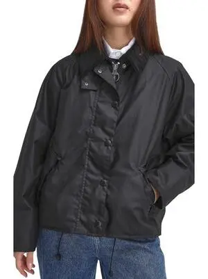 Barbour Transport Waxed Cotton Jacket With Corduroy Collar - Black/modern
