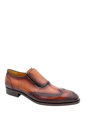 Mezlan Burnished Wingtip Loafer - Cognac Rust