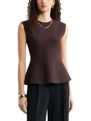 Nordstrom Sleeveless Peplum Sweater - Brown Coffee