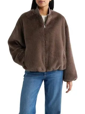 Sam Edelman Reversible Faux Fur Bomber Jacket - Mink