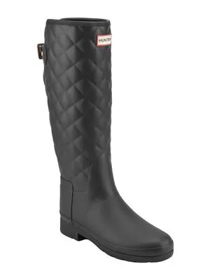 Hunter Refined Quilted Tall Rain Boots - Black