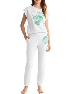 PJ Salvage Sleeveless Sweatshirt And Jogger Fleece Pajama Set - H Cloud